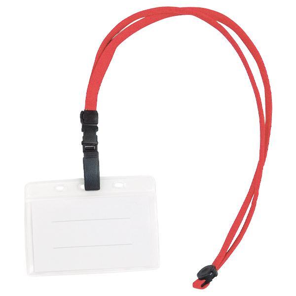 着脱が簡単なクリップ式　■種別／レッド　■カードケース外寸／W103×H75mm　■中紙サイズ／W90×H55mm（名刺サイズ）　■ストラップ長さ／490mm（折り返した全長）　■ストラップ幅／10mm　■素材／ケース：オレフィン系樹脂、フ...