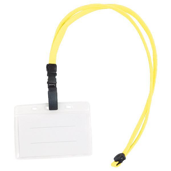 着脱が簡単なクリップ式　■種別／イエロー　■カードケース外寸／W103×H75mm　■中紙サイズ／W90×H55mm（名刺サイズ）　■ストラップ長さ／490mm（折り返した全長）　■ストラップ幅／10mm　■素材／ケース：オレフィン系樹脂、...