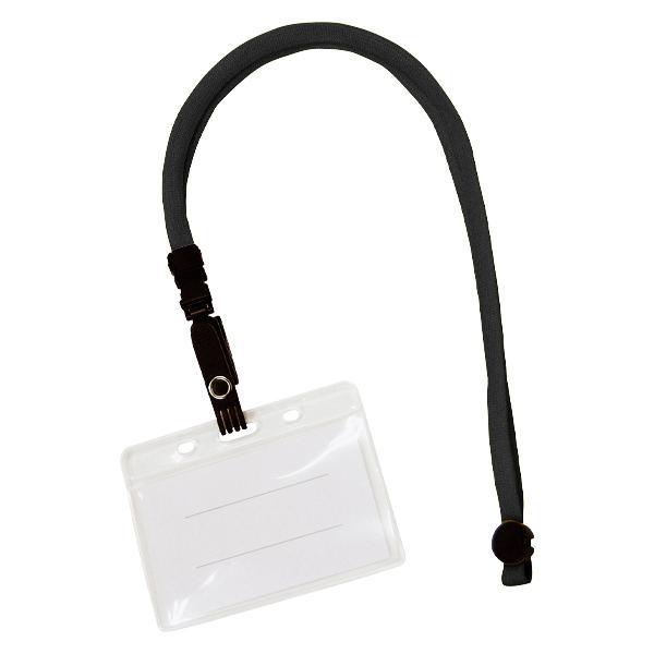 クリップで簡単にポケットにはさめます！　■種別／ブラック　■カードケース外寸／W103×H75mm　■中紙サイズ／W90×H55mm（名刺サイズ）　■ストラップ長さ／510mm（折り返した全長）　■ストラップ幅／10mm　■素材／ケース：オ...