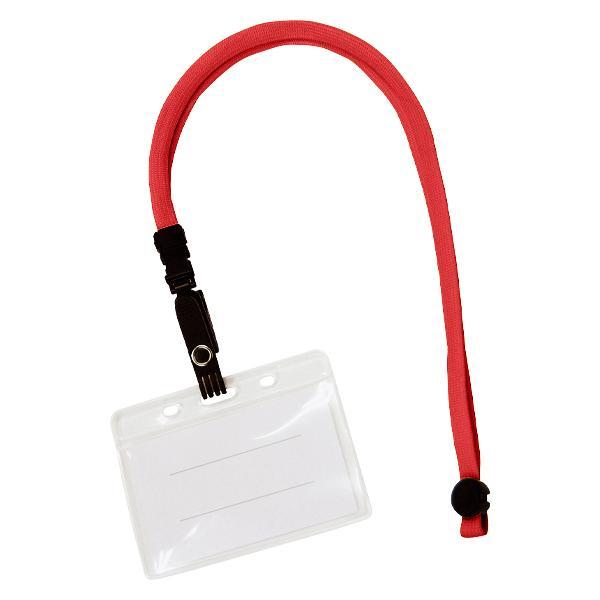 クリップで簡単にポケットにはさめます！　■種別／レッド　■カードケース外寸／W103×H75mm　■中紙サイズ／W90×H55mm（名刺サイズ）　■ストラップ長さ／510mm（折り返した全長）　■ストラップ幅／10mm　■素材／ケース：オレ...