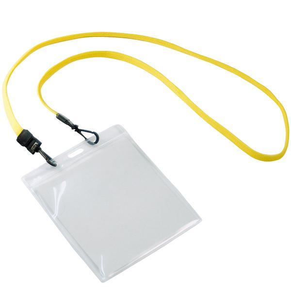 ジョイント部分は使いやすいなすかん式。2カ所で引っ掛けるのでケースが裏返る心配もありません！　■種別／イエロー　■カードケースサイズ／ー　■中紙／W90×H55mm（名刺サイズ）W100×H100mm　■ストラップ長さ／約920mm　■スト...