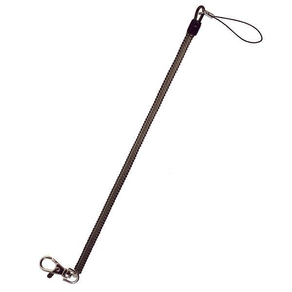 ■種別／紐タイプ　■コイル全長／240mm　■コイル全径／6mm　■コイル線径／2mm　■素材／ポリウレタン樹脂、スチール（ナスカン）、ナイロン（松葉）　■備考／○先端の紐の線径：φ0.8mm○紐の全長10cm（10cmの紐を輪っかにしてい...