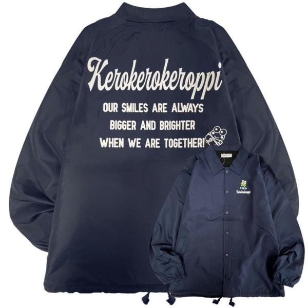 大人気キャラクター けろけろけろっぴのプリントコーチジャケットですフロント左胸にワンポイント刺繍とバックに大きくロゴプリントがされていますとても軽いのに風を通しにくい素材で少し肌寒い日に最適な着用しやすいライトアウターです※商品画像とお届け...