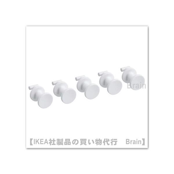 ■カラー：ホワイト■商品の大きさ直径: 19 mmパッケージ個数: 5 ピース■主な特徴- 小さなフックは、有孔ボードのどこにでも簡単に取り付けられ、いつでも簡単に移動できます- 取り付けも移動も簡単。工具は必要ありません■パッケージの大き...