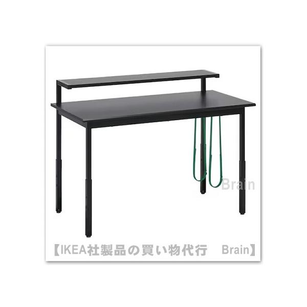 ■カラー：ブラック■商品の大きさ幅: 120 cm奥行き: 60 cm高さ（最大）: 92 cm高さ（最小）: 82 cm■主な特徴- 脚の高さは68〜78cmの範囲で6段階に手動で調節できるので、快適な高さで座れます- 棚板の下に小さなデ...