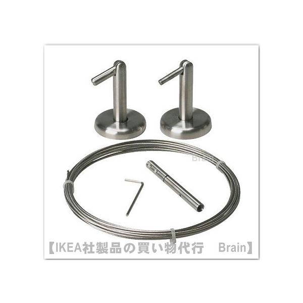 ■カラー：ステンレススチール■商品の大きさ長さ: 500 cm最大荷重: 5 kg ■主な特徴- 固定具とカーテンワイヤーのセット（ネジは含まれません）。壁または天井に取り付けられます- 固定具の先端部分の角度を調節できるので、フレキシブル...