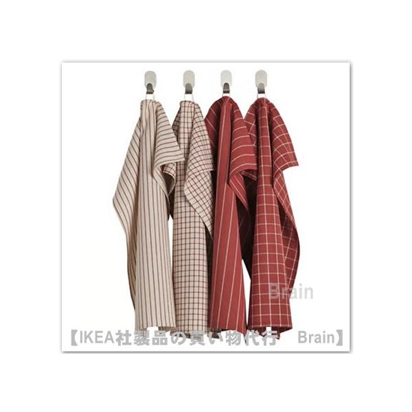 ■カラー：レッド/ベージュ■商品の大きさ長さ: 60 cm幅: 45 cmパッケージ個数: 4 ピース■主な特徴- 実用的で多用途なキッチンクロス。洗った食器の水気を拭いたり、グラスを磨いたり、キッチンを清潔に保ったり、液体のこぼれやはねか...