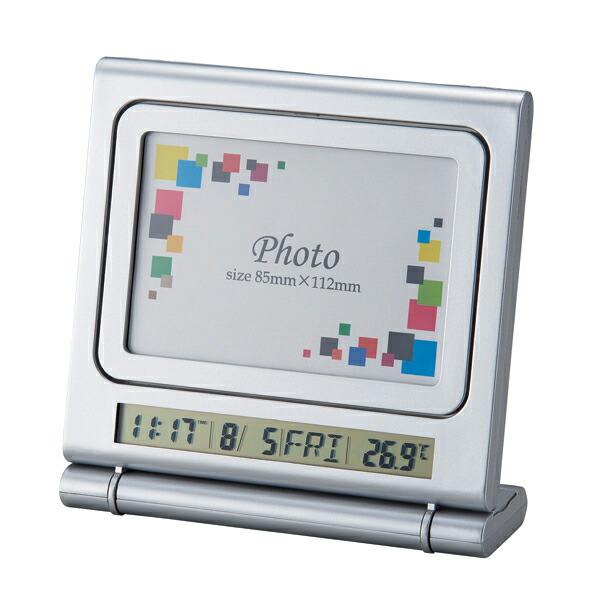 在庫限り 時計付フォトフレーム フォトクロック マグボード 6147-23  150mm 45mm 147mm フォトフレーム マグネットボード 写真サイズ85mm 112mmマグネットボードとフォトフレームが回転して早変わりフレームサイズ...