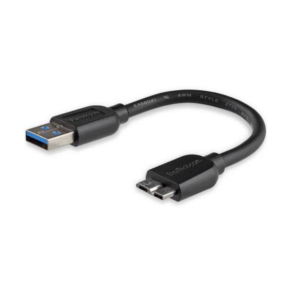 【商品名】 StarTech.com Micro USB3.0 スリムケーブル 15cm Type A（オス）-Micro B（オス） ブラックUSB3AUB15CMS 1本