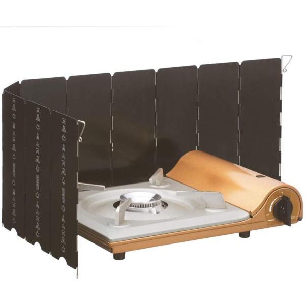 「商品情報」総重量：（約）220gサイズ：（約）幅82.5×高さ22cm収納サイズ：（約）幅8.5×奥行23×高さ1.7cm主素材：アルミ●10枚連結のワイド風防●カセットコンロを意識したサイズ●折り畳んでコンパクト収納「主な仕様」総重量：...