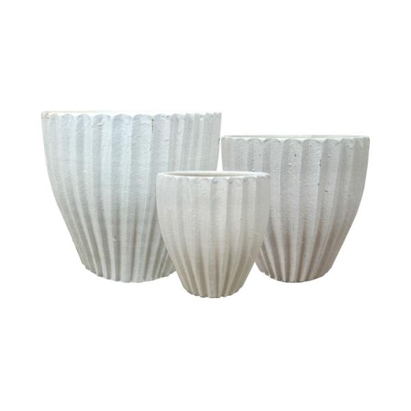 縦のボーダーが美しいテラコッタです。しっかりとした凹凸のボーダーラインが縦に入っているので大きさの割にすっきりと見えます。■商品仕様品番：KT301-SET-W / 3点セット 号数： 10号,8号,7号 / 30cm,25cm,19.5c...