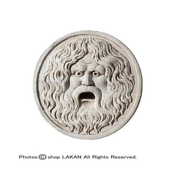 (パピーニアゴスティーノ社製) 真実の口 レリーフφ68cm 石造壁面オブジェ ART-536 / 材質：人工大理石製 / サイズ： φ68 x Ｄ6cm / 白セメントと大理石砕粒子の練り込みの原料により成型された「真実の口」のレリーフパ...