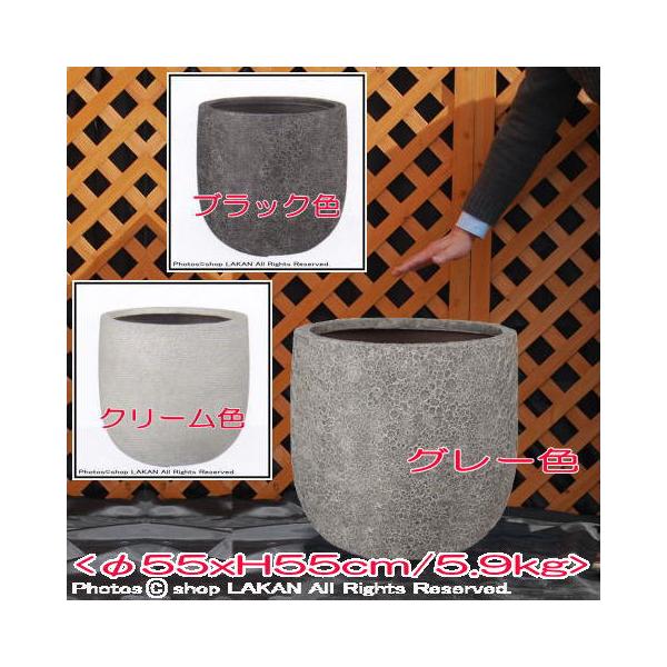 (エッシュバッハ社) ラヴァライト Uポット55 EB-VL5555 /材質：ファイバーセメント製 / サイズ：φ55 x H55 cm / 素材はグラスファイバー製の強固で軽量の鉢。主張しすぎない質感とラフさのファイバー製の植木鉢です。自...