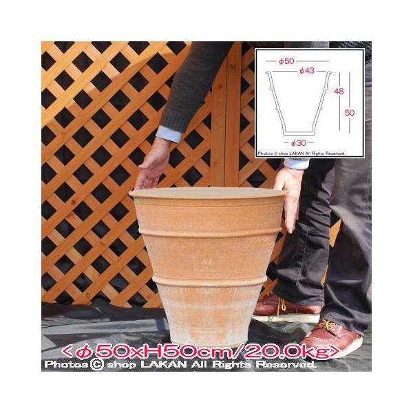 (ギリシャ クレタ島産) モナホ鉢50 GR-CC-4C / 材質：陶器 / サイズ：φ50 x H50 cm  / すり鉢型の植え込みのし易いデザインのテラコッタ鉢。粗い粒子を含んだ粘土でつくり、焼いた後も水に浸して硬く締め、素朴で堅牢な...