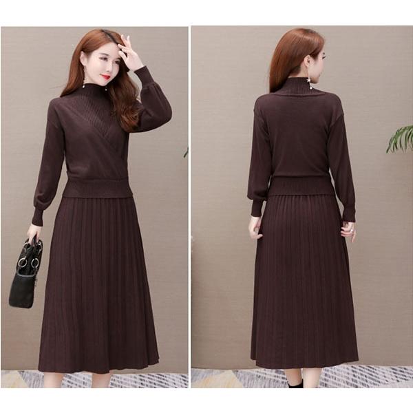 ニット ワンピース ニットワンピース 長袖 肩出し 大人 aライン 厚手