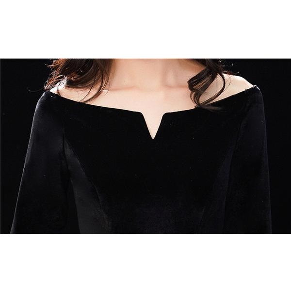 ドレス 大人 ピアノ 発表会 大きいリボン ロングドレス 黒 演奏会