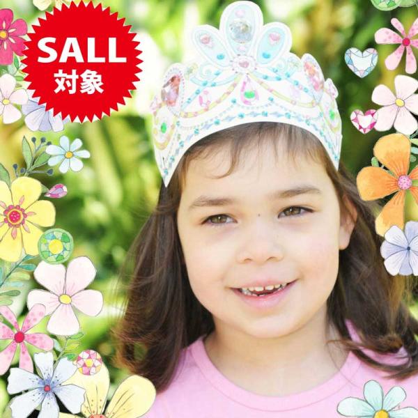ブランド タイガートライブペーパークラウン　プリンセスと宝石お誕生日やパーティ、おゆうぎ会に素敵な手作りの王冠やティアラはいかがですか？カラーの王冠と、自分で色を塗れる王冠が７枚ずつ入っています。キラキラ輝く宝石のシールで、素敵に飾りましょ...