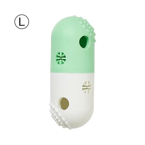 カプセルの中にトリーツを入れて宝探し。表面の突起でデンタルケアの効果も期待できます。菊割れの穴にガムを刺せば丸のみ防止ホルダーとしても。鉛を含む重金属8元素の溶出試験（EN71 Part3）に準拠し安心。<お手入れ方法>水洗いし...