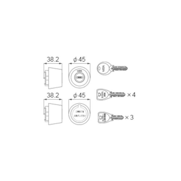 ２ロック仕様、ＤＴ３３用。本体×２、キー×５色：シルバー◆主な使用ドア：プレナスX・リシェント３　（ＤＴ33用）