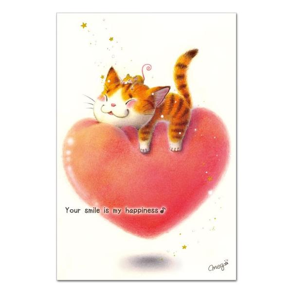 イラストレーターMegのポストカードは、かわいい猫のイラストです。とてもやわらかく、ふんわりした優しい風合いの印刷です。・紙製品・日本製