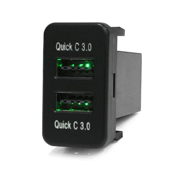 【トヨタBタイプ USBポート スイッチホールカバー 2ポート 3.0A】専用設計なのでスペアスイッチホールにぴったりフィットスマホやタブレット、電子タバコ等の充電、USBポートの追加に◎2ポート搭載なのでこれ１つで車内のUSB差し込み口を...