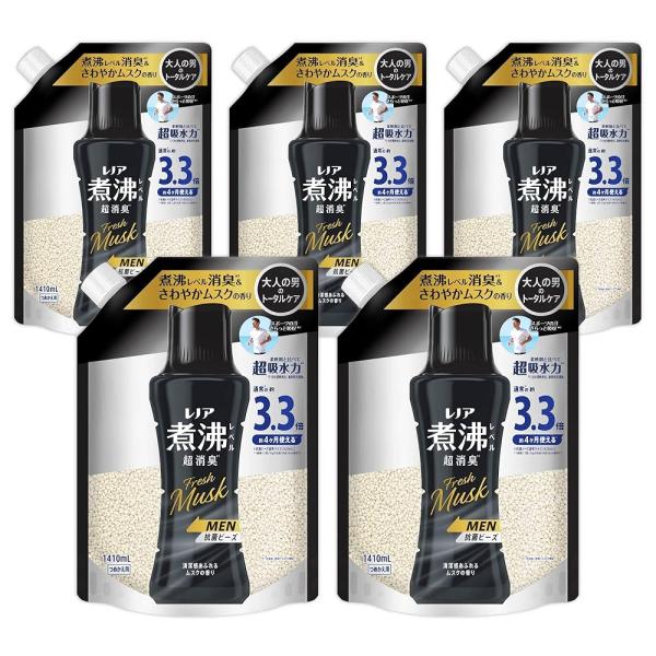 「商品情報」商品紹介煮沸レベル消臭*1 ＆さわやかムスクの香り　大人の男のトータルケア柔軟剤と比べて超吸水力*2 スポーツの汗さらっと吸収*2大人の汗臭・体臭 煮沸レベルの消臭力*1衣類が消臭フィルターにエリそでの黄ばみブロック*3 まで衣...