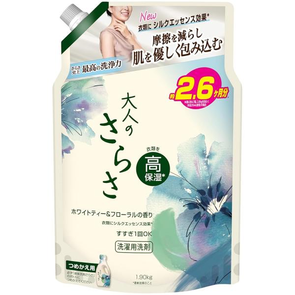 「商品情報」商品紹介New 衣類にシルクエッセンス効果*摩擦を減らし肌を優しく包み込むさらさ史上最高の洗浄力衣類を高保湿*衣類にシルクエッセンス効果*天然酵素を配合した処方家族みんなの衣類もOK植物由来の厳選成分配合*1洗練された、上品なホ...