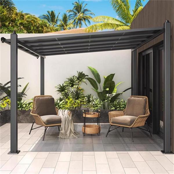 ポリカーボネート製ルーフトップ：ガゼボは通気性が良く、最適な空気の流れを実現します。 ポリカーボネート製の天板を使用することで、光を取り入れながらも熱を抑え、紫外線を 99% ブロックするので、天候に合わせて楽しむことができます。 ポリカー...