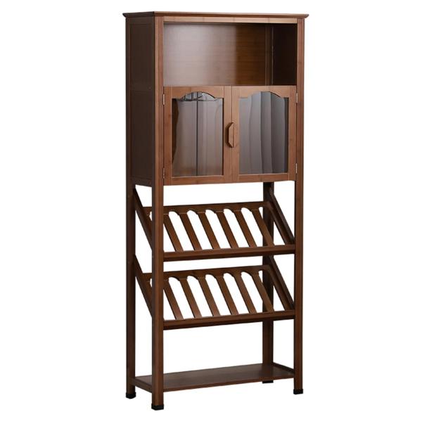 ? 【オープンワインラック】ワインキャビネットはオープンデザインで、あらゆる種類のワインを自由に保管できます。 また、ワインラックにはゴブレットホルダーが付属しており、赤ワインをより便利に楽しめます。? 【高品質の竹製】酒類貯蔵ロッカーは高...