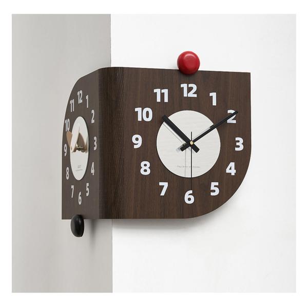 ? ユニークなデザイン：壁のコーナーに取り付ける独特な設計で、どの方向からも時間が確認できる両面時計です。? 2種類のモデル：振り子付きのモデルと、シンプルな標準モデルをご用意しており、お好みに応じて選択可能です。? インテリア性：モダンで...