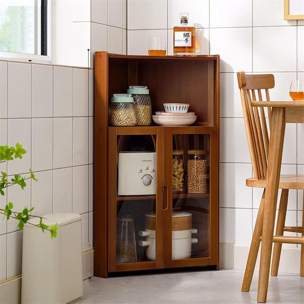 ? 【高品質素材】 コーナーキャビネットは防爆アクリルと中密度繊維板（MDF）を使用し、ドアはアクリル製で軽量かつ透明。防塵性に優れ、エレガントなデザインです。厚いラミネート加工された板材は耐久性と耐荷重性に優れており、重いバケツも収納可能...