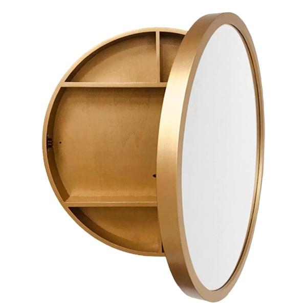 ? 【オールマイティー】：対称設計。左開きまたは右開きでインストールできます。丸い鏡と薬箱が一つになっている。朝の定例準備の画像を鮮明に表示しながら、広い内部空間が薬箱の後ろのすべてを整然とさせます。? 【良質実木】：円形鏡キャビネットは良...