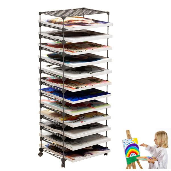 ? 【高品質で耐久性のある金属構造】: 当社のアート乾燥ラックは高級鉄製で、塗装された金属表面により滑らかで耐久性に優れています。頑丈な金属フレームにより長寿命が保証され、各棚の寸法は 15.7 x 11.8 インチで、最大 3 ポンドまで...