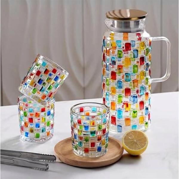 【発売日：2025年08月09日】ガラス製 ピッチャー 蓋付き　ガラス ポット ガラスピッチャー 水差し 洗いやすい 麦茶 麦茶ポット 冷茶ポット ウォーターピッチャー ウォーターポット 冷茶 ジャグ 冷水ポット ウォータージャグ 容器 麦...