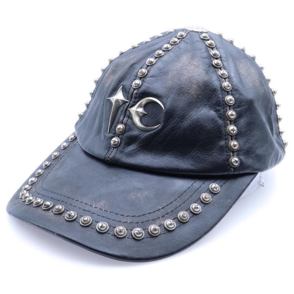[商品番号]1326A090006[ブランド]THUG CLUB（サグクラブ）[モデル]25AW STUDDED WASHED LEATHER CAP TC25AC2103 スタッズ ウォッシュド レザー ベースボール キャップ ブラック[...