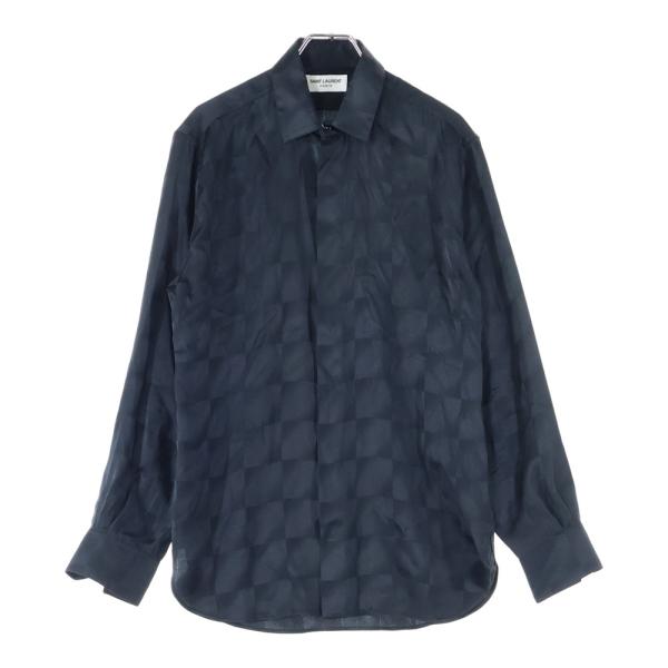 [商品番号]1425I260043[ブランド]SAINT LAURENT PARIS（サンローランパリ）[モデル]ブロックチェック シルク長袖シャツ ブラック 646850 Y1D87[販売店舗]WASTE_NOT名古屋店