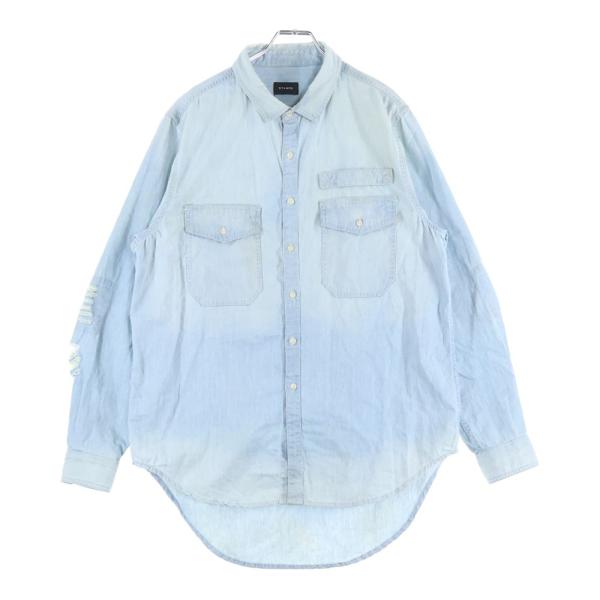[商品番号]1426A060012[ブランド]STAMPD（スタンプド）[モデル]デニムシャツ ヴィンテージ コットン ダメージ加工 長袖シャツ ブルー[販売店舗]BRING オンラインショップ