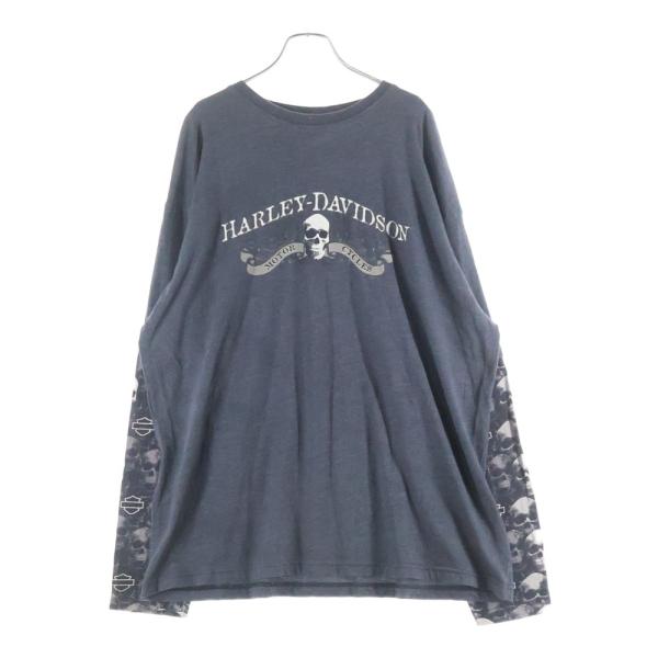 [商品番号]1426A240026[ブランド]HARLEY DAVIDSON（ハーレーダビッドソン）[モデル]2009's スカル総柄プリント レイヤード長袖Tシャツ カットソー グレー[販売店舗]AWESOME高円寺店
