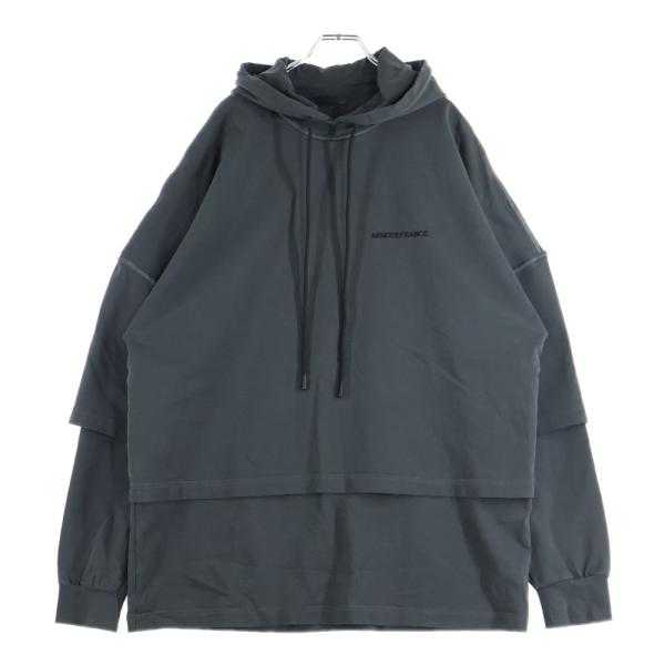 [商品番号]1626A050023[ブランド]ARNODEFRANCE（アーノルデフランス）[モデル]HOODED TEE OVERLAPPED ワンポイントロゴ レイヤード プルオーバーパーカー フーディ グレー[販売店舗]BRING大宮店