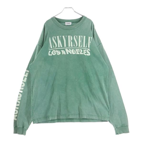 [商品番号]1626A170045[ブランド]ASKYURSELF（アスクユアセルフ）[モデル]フロントプリント アームプリント クルーネック長袖Tシャツカットソー ロングスリーブ ロンT グリーン[販売店舗]BRING福岡天神店