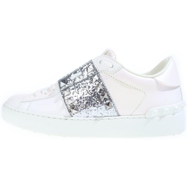 [商品番号]1626B070003[ブランド]VALENTINO（ヴァレンティノ）[モデル]Rockstud Untitled Silver Glitter ロックスタッズ アンタイトル シルバー グリッター ローカットスニーカー ホワイト...