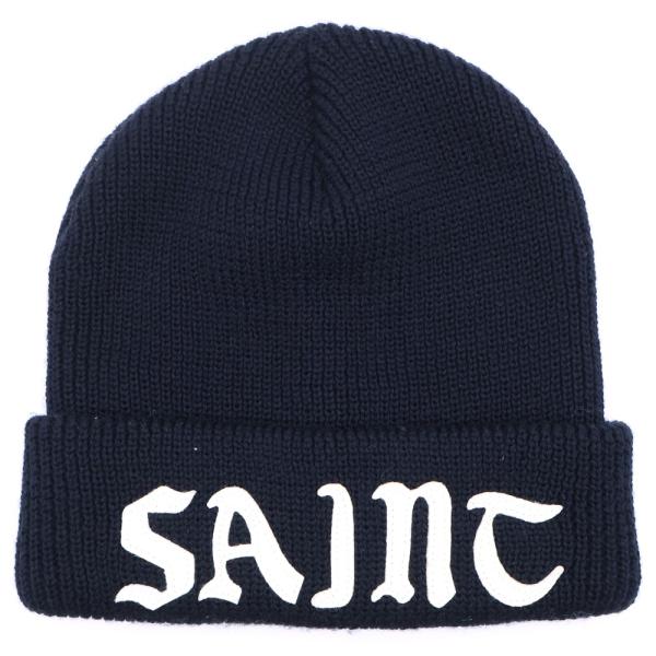 [商品番号]1626B210010[ブランド]SAINT MICHAEL（セントマイケル）[モデル]24AW KNIT CAP SM-YS1-0000-081 フロントロゴ刺繍 ニットキャップ ビーニー ニット帽 ブラック[販売店舗]BRI...