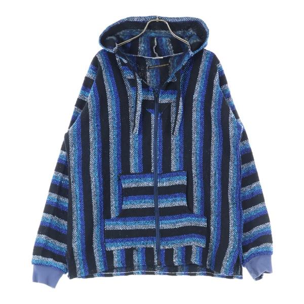 [商品番号]1725K180046[ブランド]TALKING ABOUT THE ABSTRACTION（トーキング アバウト ザ アブストラクション）[モデル]ストライプ柄 ジップアップ メキシカンパーカー ブラック/ブルー[販売店舗]B...