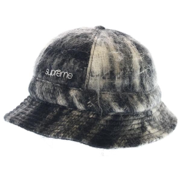 [商品番号]1726D120036[ブランド]SUPREME（シュプリーム）[モデル]25SS Mohair Plaid Bell Hat モヘアベルハット ロゴ刺繍 バケットハット ブラック[販売店舗]BRING オンラインショップ