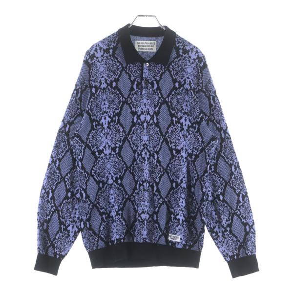 [商品番号]1726E020017[ブランド]WACKO MARIA（ワコマリア）[モデル]PYTHON KNIT POLO SHIRT パイソン柄 ニット長袖ポロシャツ パープル[販売店舗]BRING梅田茶屋町店