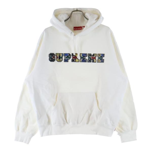 [商品番号]1925J050018[ブランド]SUPREME（シュプリーム）[モデル]23AW Collegiate Patchwork Leather Hooded Sweatshirt カレッジエイト パッチワーク レザー ロゴ プルオ...