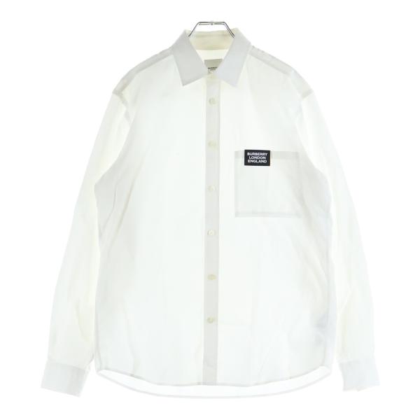 [商品番号]2026A300021[ブランド]BURBERRY（バーバリー）[モデル]Logo Stretch Cotton Shirt ロゴストレッチ コットンシャツ 長袖シャツ ホワイト 8021794[販売店舗]BRING オンライン...