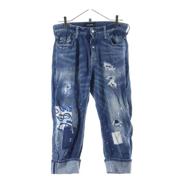 [商品番号]2026D210003[ブランド]DSQUARED2（ディースクエアード）[モデル]パッチワーク ビッグ ディーンズ ブラザー クロップド デニムパンツ インディゴ S74LA0727 S30342[販売店舗]BRING オンラ...