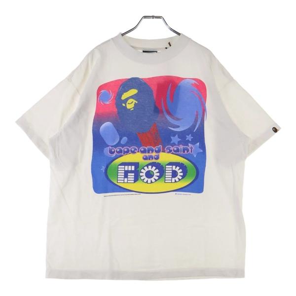 [商品番号]2125I060012[ブランド]SAINT MICHAEL（セントマイケル）[モデル]×A BATHING APE BAPE GOD SS TEE アベイシングエイプ ゴッド クルーネック半袖Tシャツカットソー ホワイト SM...