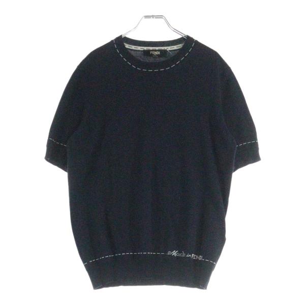 [商品番号]2125I200012[ブランド]FENDI（フェンディ）[モデル]ステッチプリント クルーネック半袖ニットカットソー レディース ブラック FZE004 AR8D[販売店舗]BRING京都河原町店